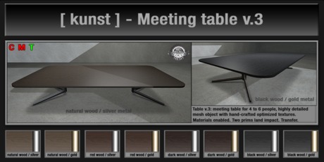 Second Life Marketplace - [ kunst ] - Table v3 - natural wood / silver