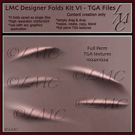 Second Life Marketplace - LMC Full perm TGA textures - Folds Kit VI