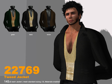 Second Life Marketplace - 22769 ~ [homme] Tweed Jacket Green