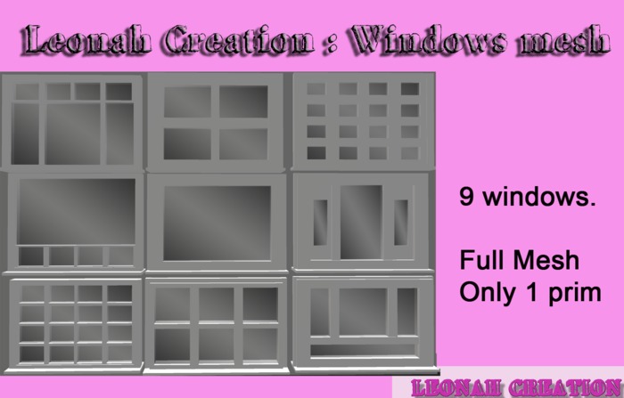 Second Life Marketplace - {{{Windows Pack Mesh (full perm) - Leonah ...
