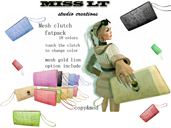 Second Life Marketplace - :: Miss LT Aida mesh clutch fatpack 10 colors