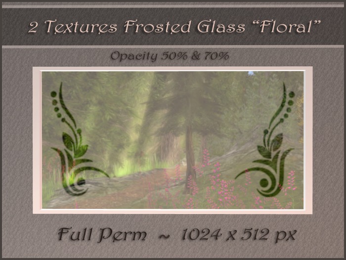 Second Life Marketplace - Pack 2 text-frosted glass floral (50-70pc)