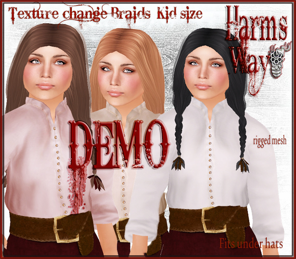 Second Life Marketplace - Harm's Way Braids for kids DEMO