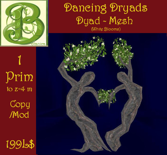 Second Life Marketplace - Dancing Dryad Dyad w White Blooms 1 Prim Mesh