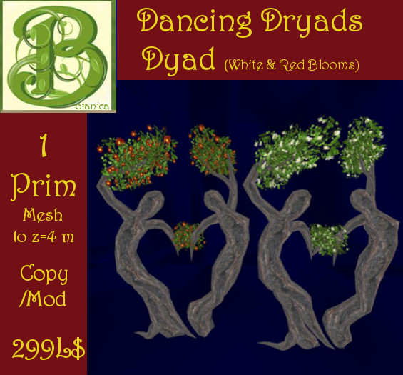 Second Life Marketplace - Dancing Dryad Dyad w White Blooms 1 Prim Mesh
