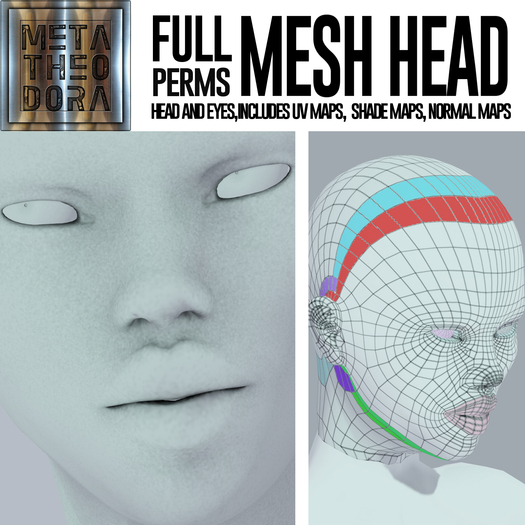 Second Life Marketplace - MetaTheodora Full Perm Mesh Head (female ...