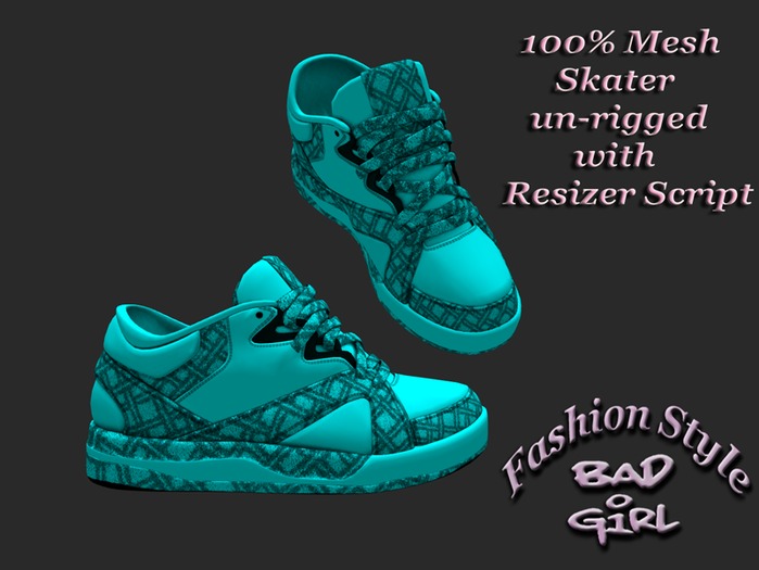 Second Life Marketplace - Bad Girl Mesh Skate Shoes Karo light blue