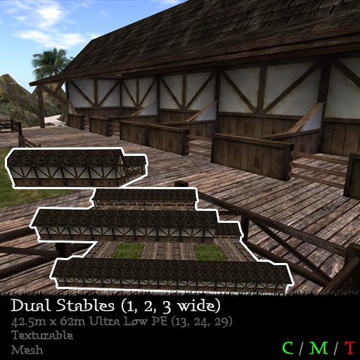 Second Life Marketplace - [TiG] Dual Stables (1/2/3 Wide)
