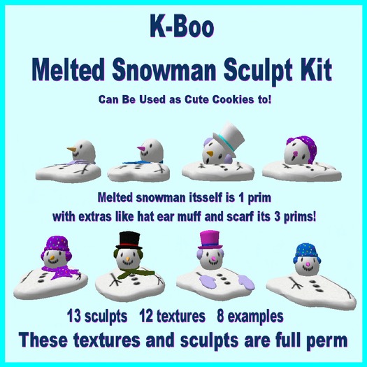 Second Life Marketplace - k-boo melted snowman sculpt kit