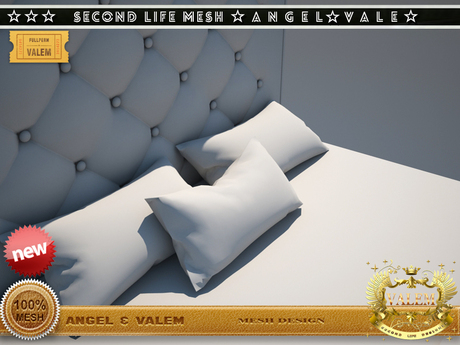 Second Life Marketplace - . :: VALEM ::. Full Perm Mesh Quilted Bed