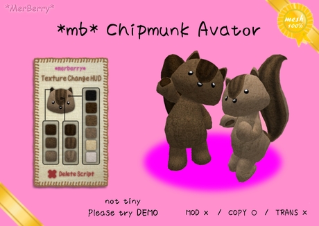 Second Life Marketplace - //DEMO//*mb* Chipmunk Avator -Tex Change//DEMO//