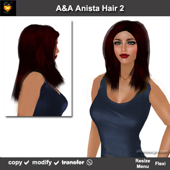 Second Life Marketplace - A&A Anista Hair Dark Red (Color 2). Full ...