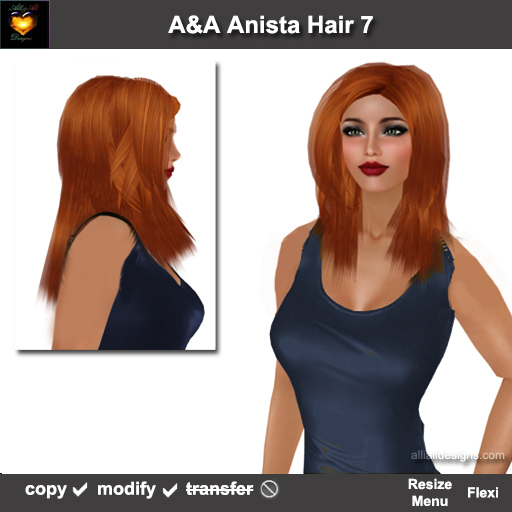 Second Life Marketplace - A&A Anista Hair Copper (Color 7). Full bodied ...