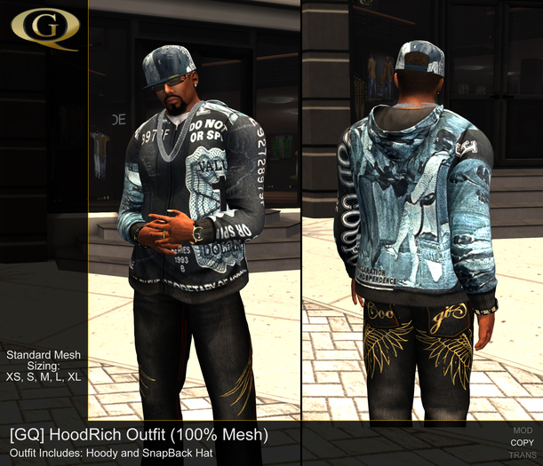 Second Life Marketplace - [GQ] HoodRich - Blk/Blue