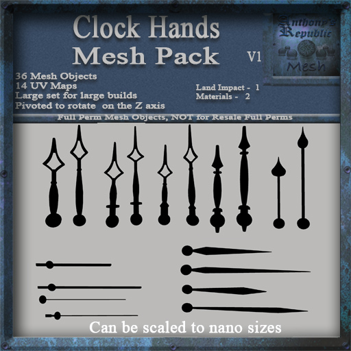 Second Life Marketplace - Clock Hands Mesh Pack V1, Antique - Vintage ...
