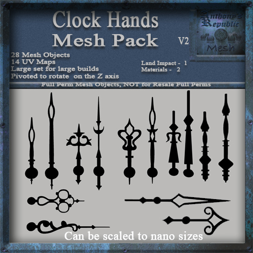 Second Life Marketplace - Clock Hands Mesh Pack V2, Antique - Vintage ...
