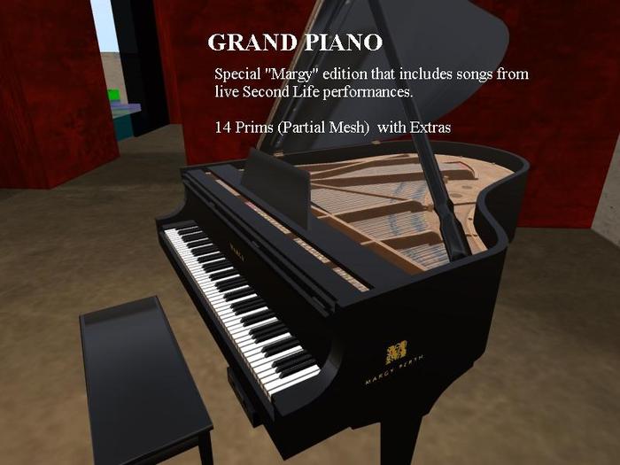 Second Life Marketplace - Margy's Grand Piano BLACK w/ Music Player and ...