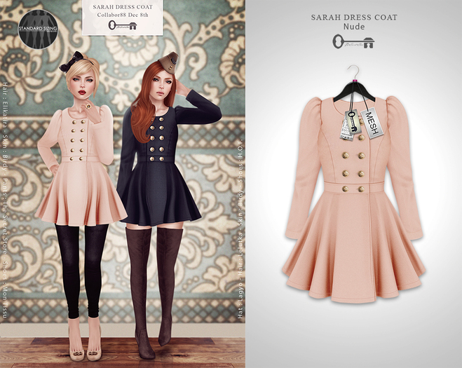 Second Life Marketplace The Secret Store Sarah Dress Coat Nude Standard Sizing Only