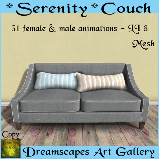 Second Life Marketplace - *Serenity* Couch Silver - Couch with 31 ...
