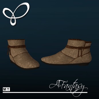 Second Life Marketplace - AFantasy Womens Brown Suede Flat Ankle Boots