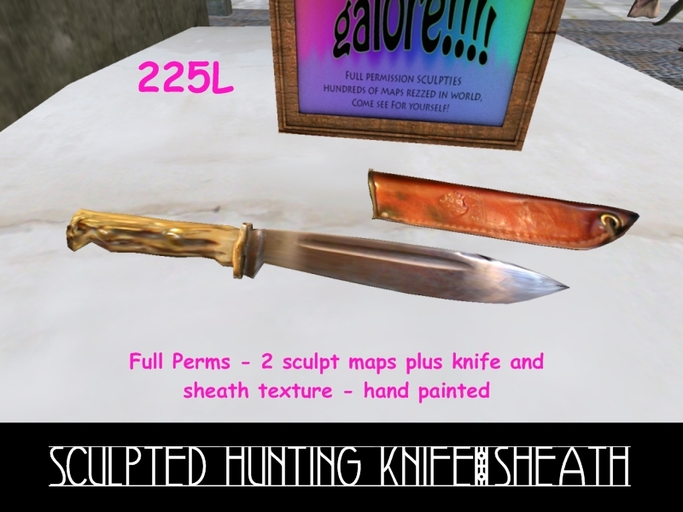 Second Life Marketplace - hunting knife and sheath full perm sculpt maps