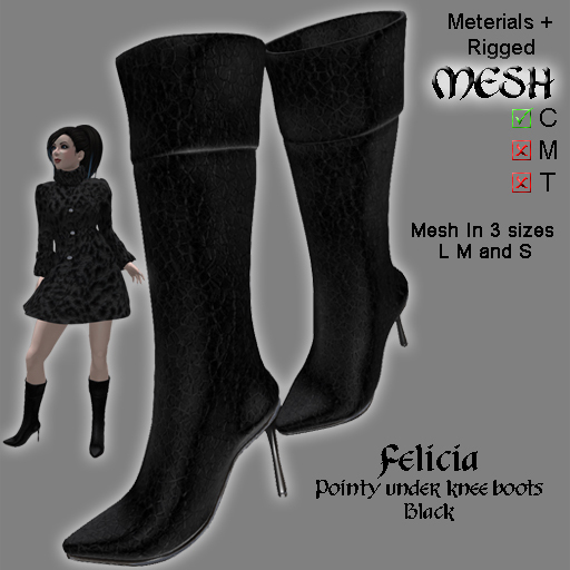 Second Life Marketplace - Felicia leather boots black