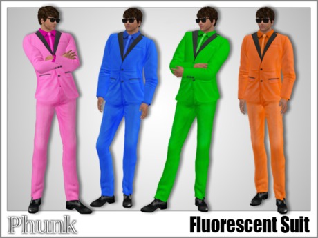 Second Life Marketplace - [Phunk] Mesh Men's Fluorescent Suit Set (4 ...