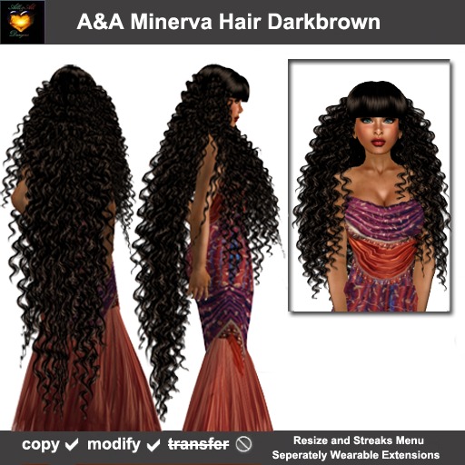 Second Life Marketplace - A&A Minerva Hair Dark Brown (Special Color ...