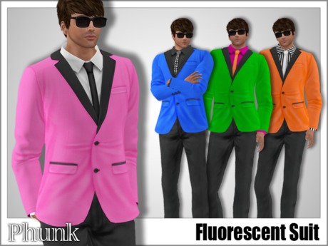 Second Life Marketplace - [Phunk] Mesh Men's Fluorescent Suit Set (4 ...