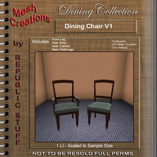 Second Life Marketplace - Dining Chair Mesh Pack V1, Formal Sitting ...