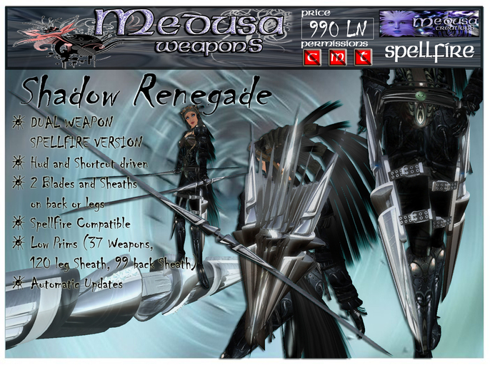 Second Life Marketplace - ~ Medusa Weapons ~ Shadow Dual Renegade ...