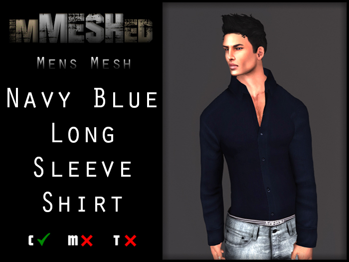 Second Life Marketplace - imMESHed - Navy Blue Shirt