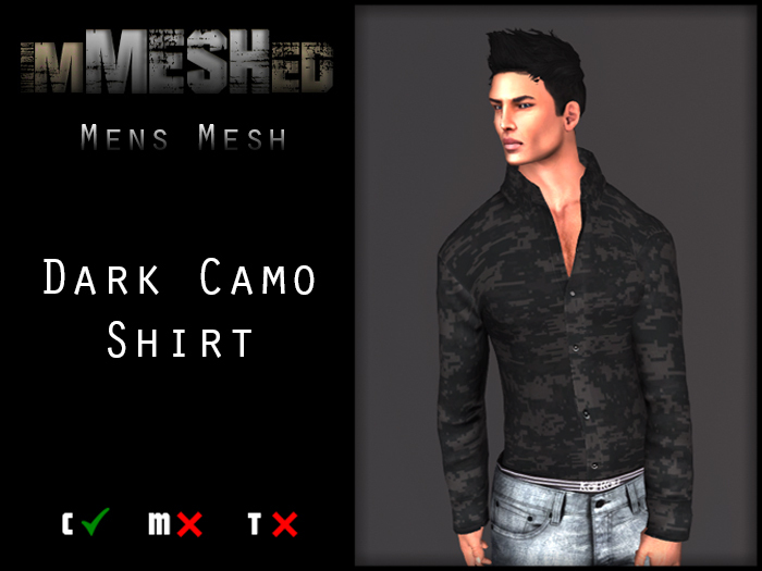 Second Life Marketplace - imMESHed - Dark Camo Shirt (PROMO)