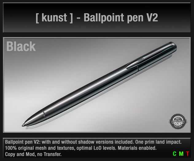 Second Life Marketplace - [ kunst ] - Ballpoint pen V2 - black