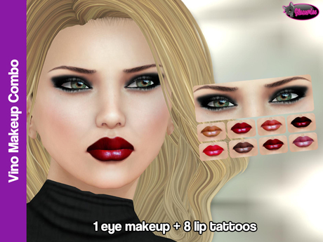 Second Life Marketplace - .:Glamorize:. Vino Makeup Kit - 17 Makeup Tattoos