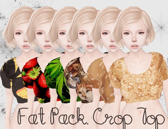 Second Life Marketplace - .:: FatPack! Crop Top ::. Shy Girls