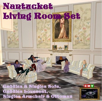 Second Life Marketplace - *EbE* Nantucket Living Room Set (sky blue-pine)