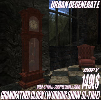 Second Life Marketplace - GRANDFATHER CLOCK WORKING SHOW SL TIME