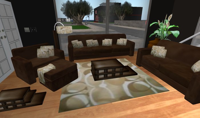 Second Life Marketplace - DESIGNER LIVING ROOM SET IN BROWN