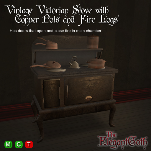 Second Life Marketplace - Vintage Victorian Stove with Copper Pots and ...