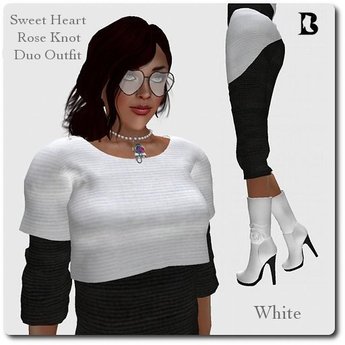 Second Life Marketplace - Blackburns Sweet Heart Rose Knot Duo Outfit White
