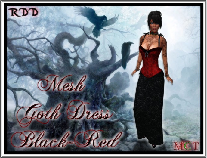 Second Life Marketplace - Mesh Goth Dress Black-Red