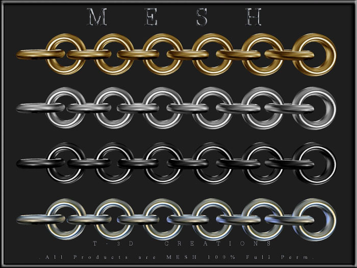 Second Life Marketplace - T-3D Creations [ Chain No.5 - Dozen - Gold ...