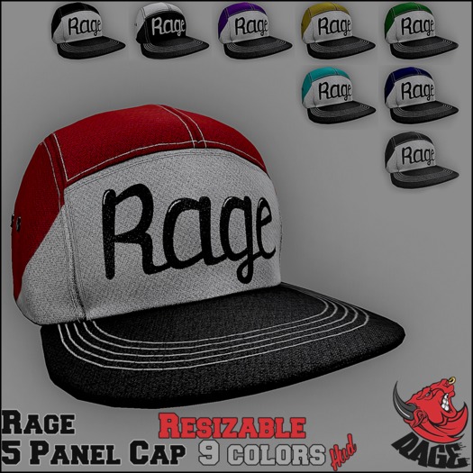 Second Life Marketplace - +RAGE. 5 Panel Cap - Rage + Texture Change HUD