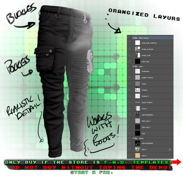 Second Life Marketplace - F.A.D. // Men's Avante - Garde Cargo Pants ...