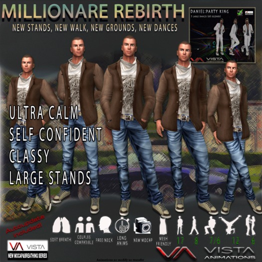 Second Life Marketplace - VISTA ANIMATIONS-MILLIONARE AO-REBIRTH UPGRADE