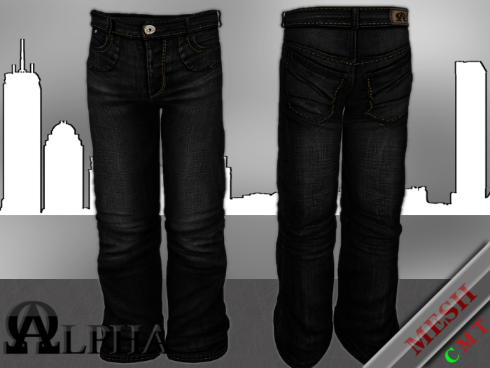 Second Life Marketplace - (ALPHA) Mesh_*BLACK*_Loose_Fit_Jeans