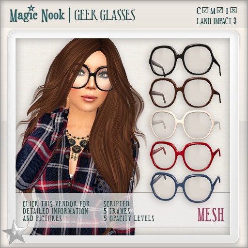 Second Life Marketplace Magic Nook Geek Glasses Mesh
