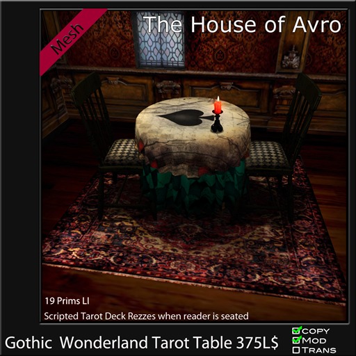 Second Life Marketplace - Gothic Wonderland Tarot Table - Mesh - Only19 ...