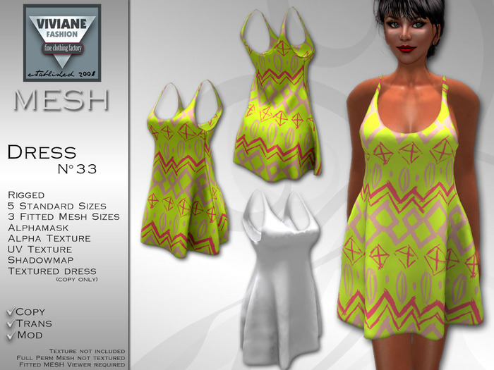 Second Life Marketplace - VF MESH Dress No33 (Standard Sizes&Fitted Mesh)